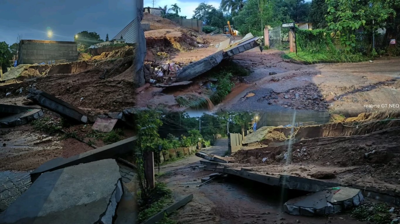 PORTION OF BOUNDARY WALL AT P.A. SANGMA SPORTS COMPLEX COLLAPSED ...